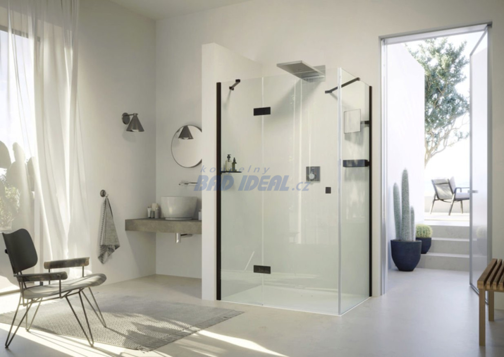 HÜPPE SOLVAPro s nástěnnou lištou křídlové dveře s pevným segmentem do niky nebo pro kombinaci s ...